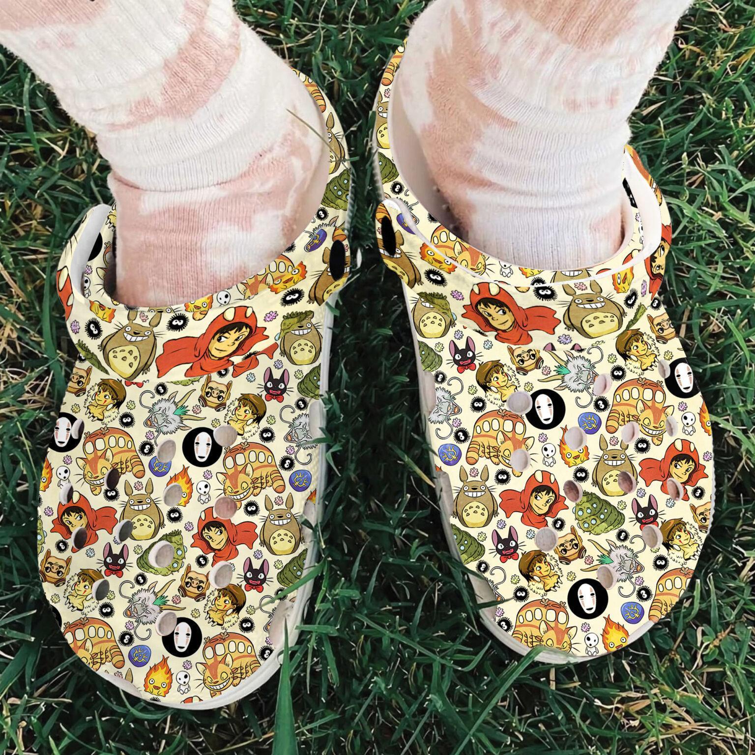 Studio Ghibli Anime Characters Pattern Slippers - Design by Crocodile