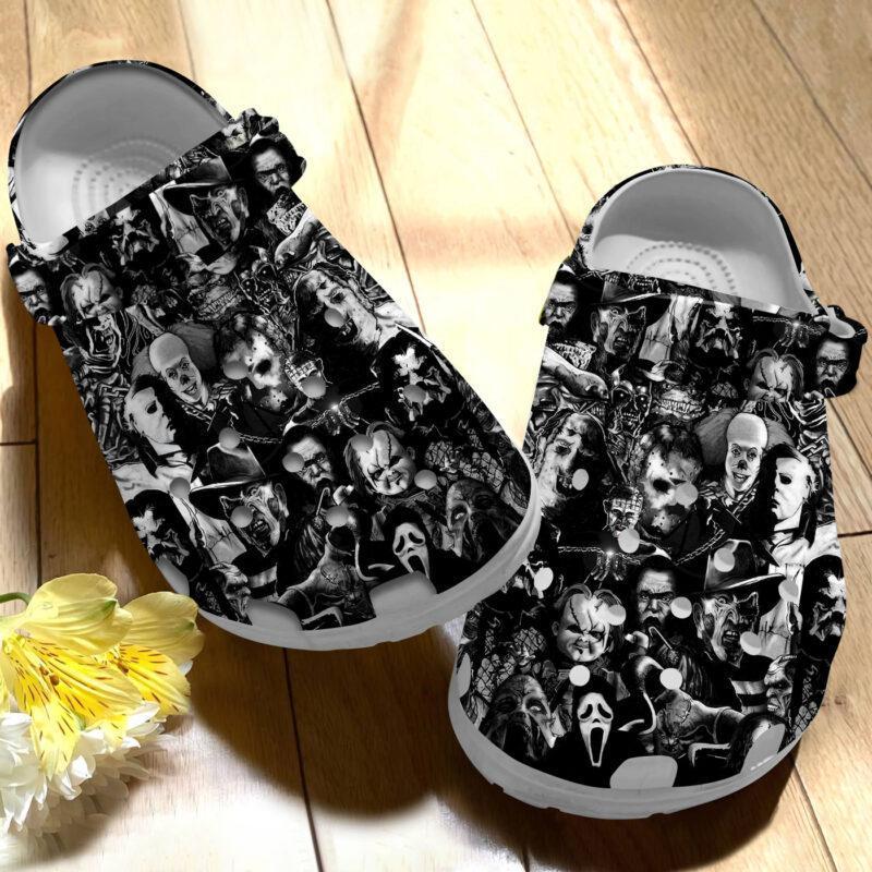 Black And White Horror Movie Characters Halloween Slippers - Design by ...