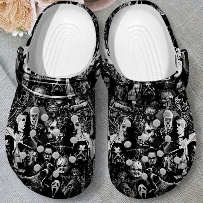 Black And White Horror Movie Characters Halloween Slippers - Design by ...