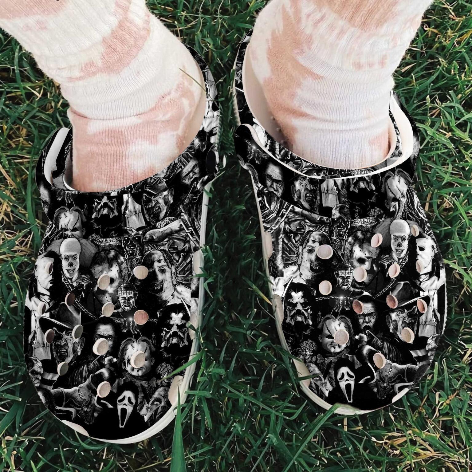 Black And White Horror Movie Characters Halloween Slippers - Design by ...