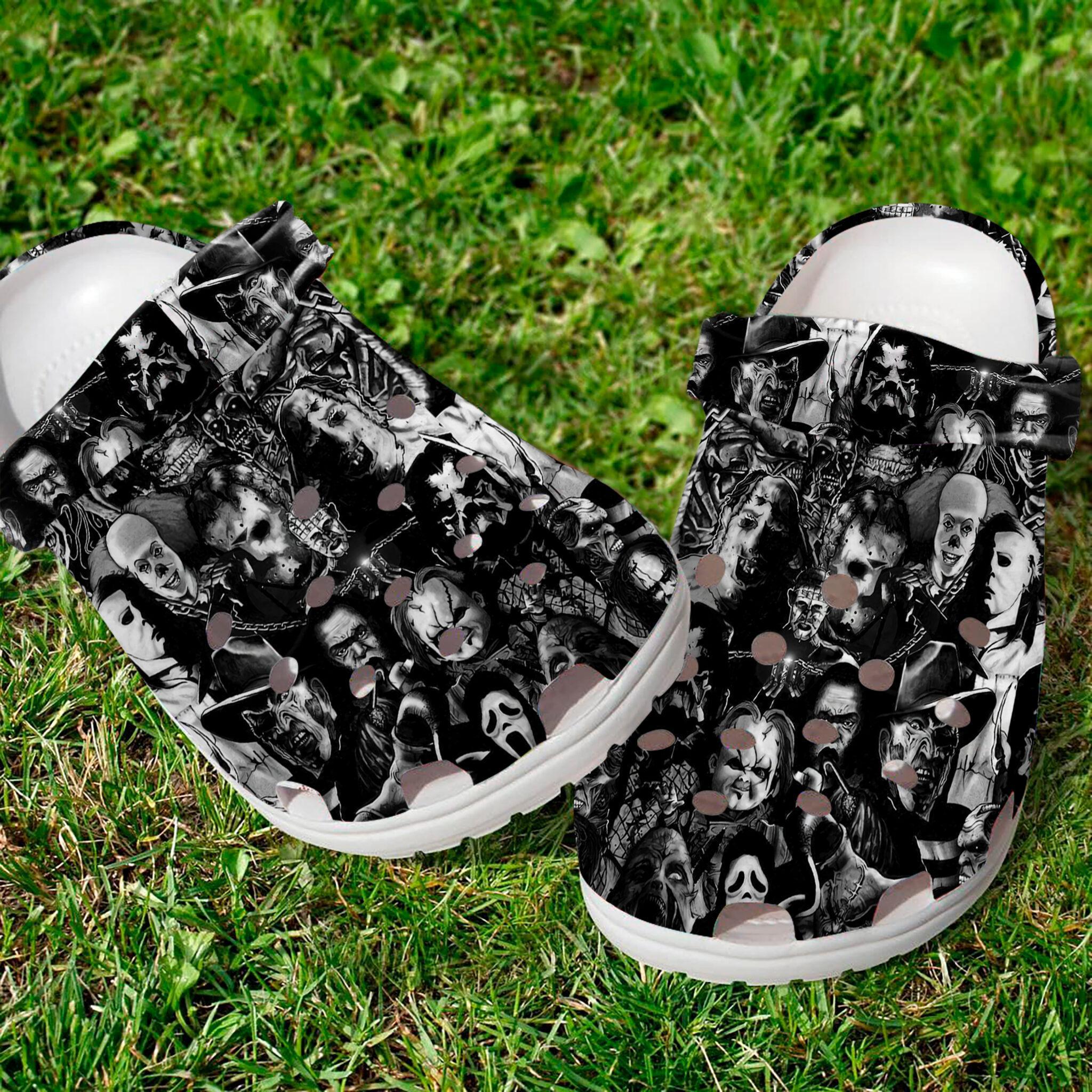 Black And White Horror Movie Characters Halloween Slippers - Design by ...