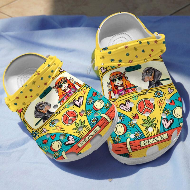 Camping Girl Hippie Car And Sunflower Colorful Clogs - Design by Crocodile