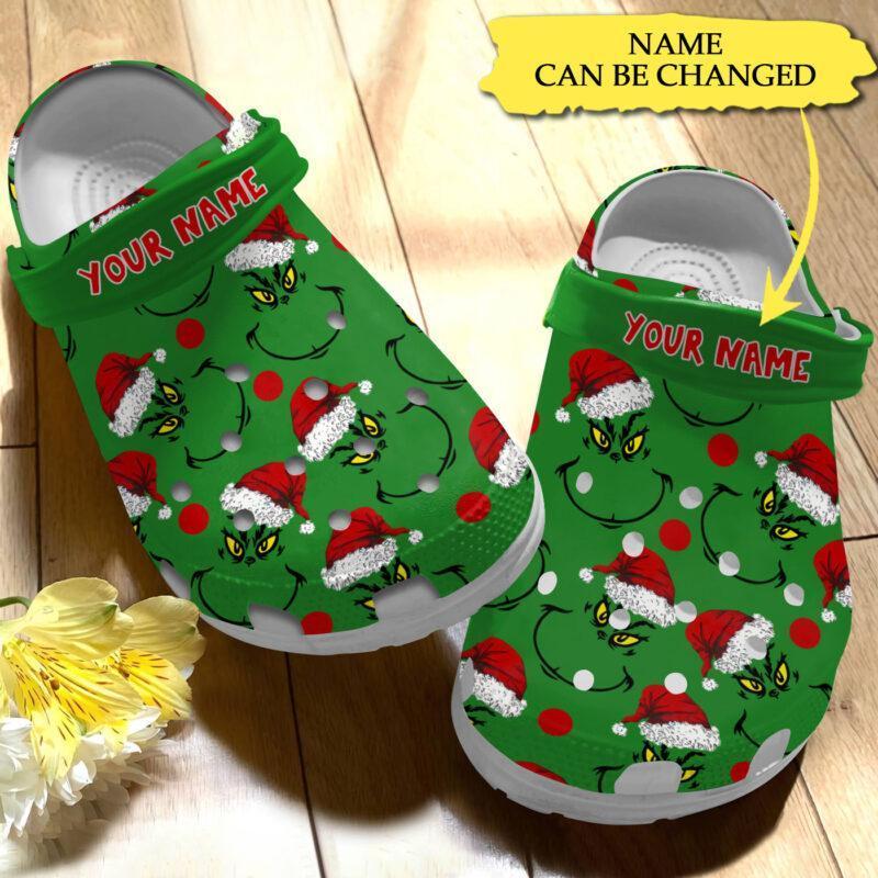 Merry Christmas Green Grinch Christmas Vibes Clogs Slippers - Design by ...