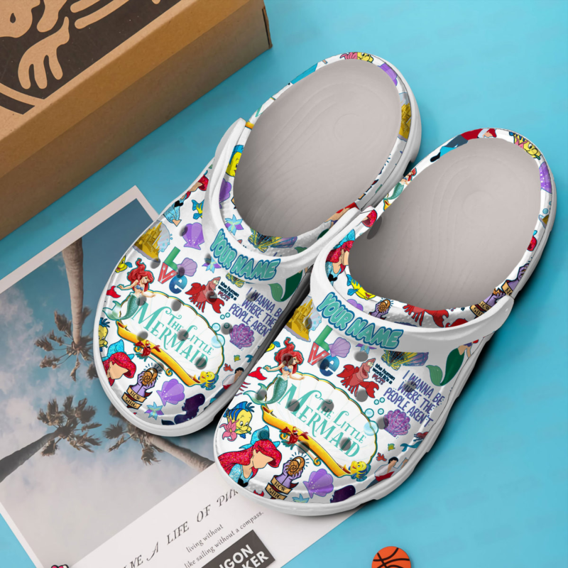 The Little Mermaid White Clogs, Cartoon Clogs For Kids And Adults ...