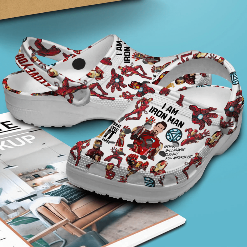 Marvel Iron Man - I Love You 3000 Clogs, Marvel Superhero Clogs For ...