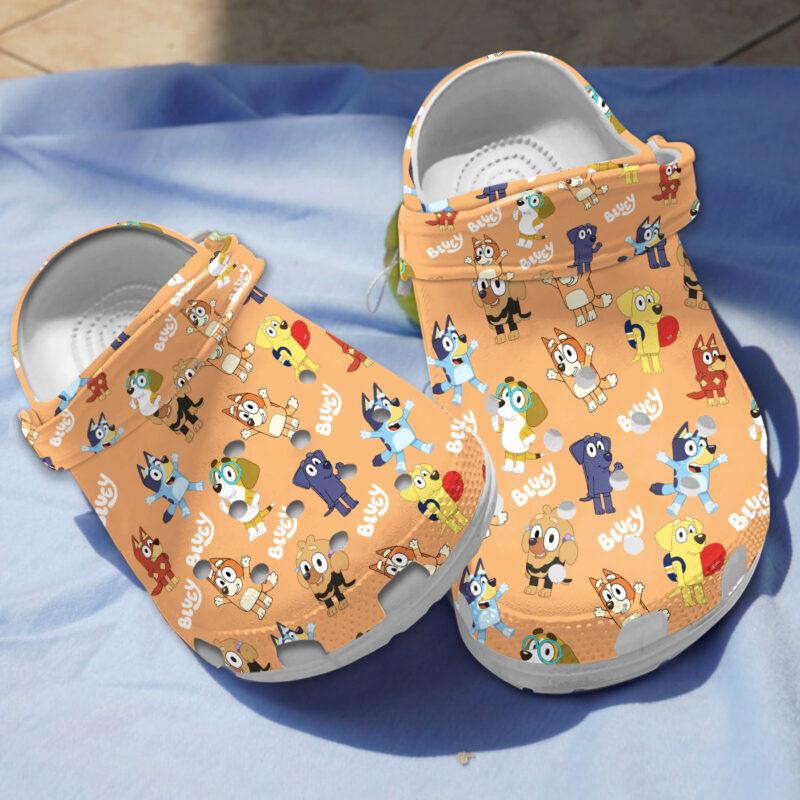 Water-Resistant Bluey Blue Clogs For Kids & Adults - Design by Crocodile