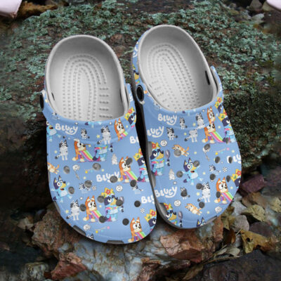 Lovely Bluey Characters Print Blue Clogs For Kids And Adults - Design ...