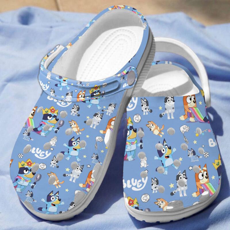 Lovely Bluey Characters Print Blue Clogs For Kids And Adults - Design ...
