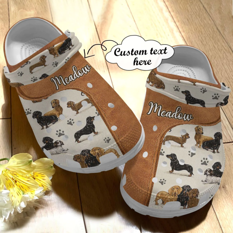 Custom Dog's Name Dachshund Clogs - Design by Crocodile