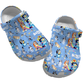 Lovely Bluey Characters Print Blue Clogs For Kids And Adults - Design ...