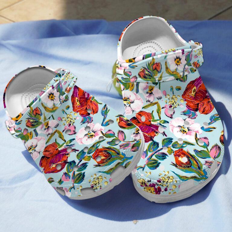 Beautiful Sea Air Floral Clogs - Design by Crocodile