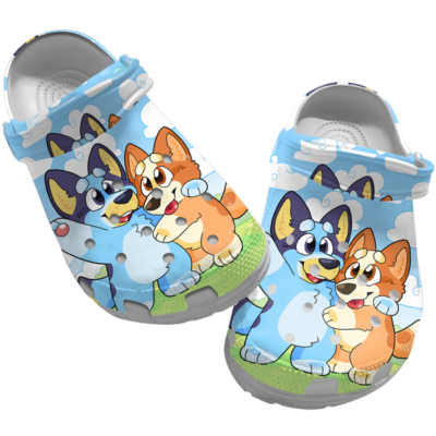 Cute Bluey And Bingo Cartoon Clogs - Design by Crocodile