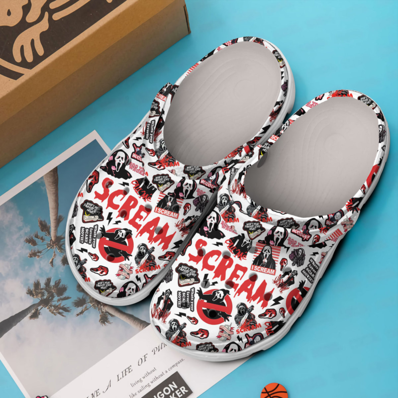 Exclusive Clogs SCREAM Ghostface Movie Villain Clogs - Design by Crocodile