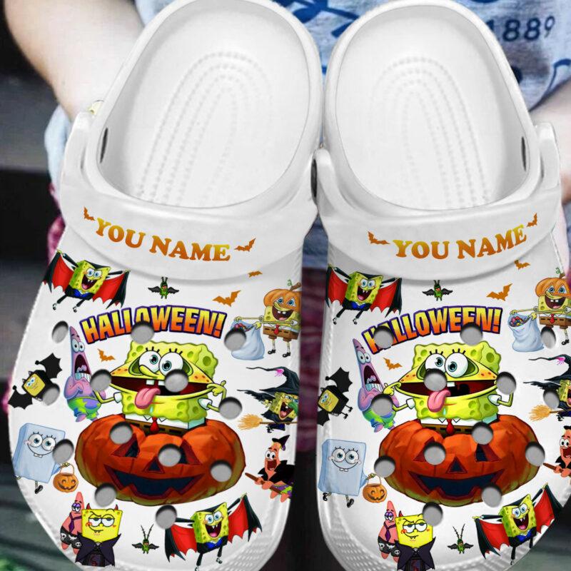 Funny Halloween Clogs Spongebob Squarepants White Clogs For Kids And ...