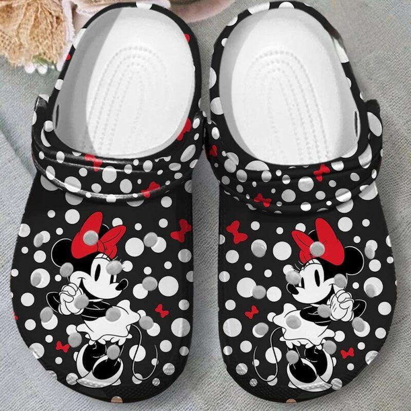 Minnie Mouse Black With White Polka Dots Clogs For Kids & Adults ...